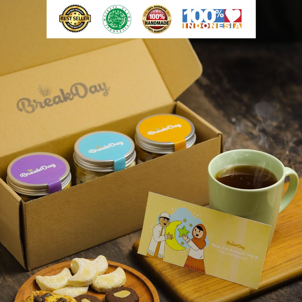 Jual Kue Kering Jar Box Hampers Breakday (isi 3 varian) | Shopee Indonesia
