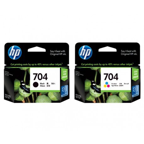 Jual TINTA PRINTER HP 704 BLACK DAN COLOUR 1 PAKET ORIGINAL RESMI/ HP ...