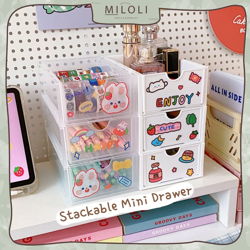 Jual [MILOLI] Stackable Mini Drawer Storage Box Laci Mini Aesthetic ...
