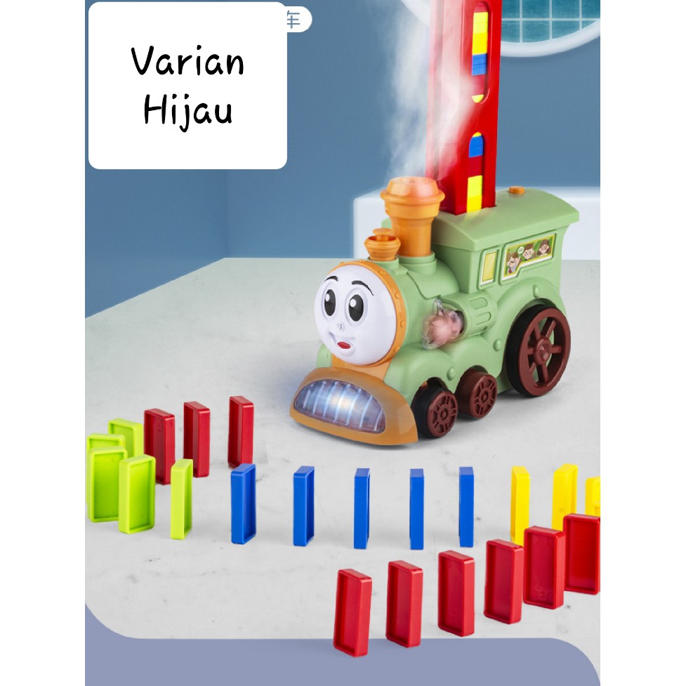 Jual Mainan Kereta Api Susun Domino Automatic Belampu Dan Berasap ...
