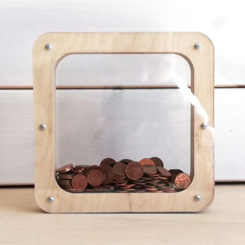 Jual Celengan Koin Kayu Akrilik Persegi Craftbyoddie | Shopee Indonesia