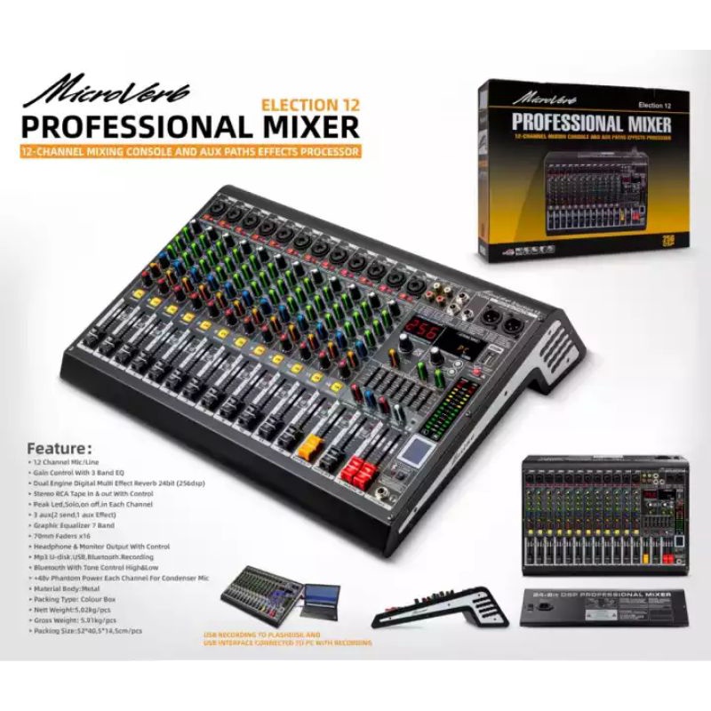 Jual Mixer Audio Microverb SELECTION 12 Original Effec Digital 256Dsp Mixer 12 Channel Model ...
