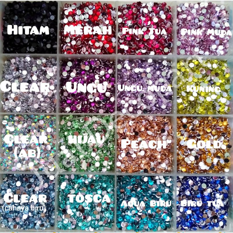 Jual (1000pc) 3mm rhinestone permata tasbih/ manik tasbih / gems henna ...