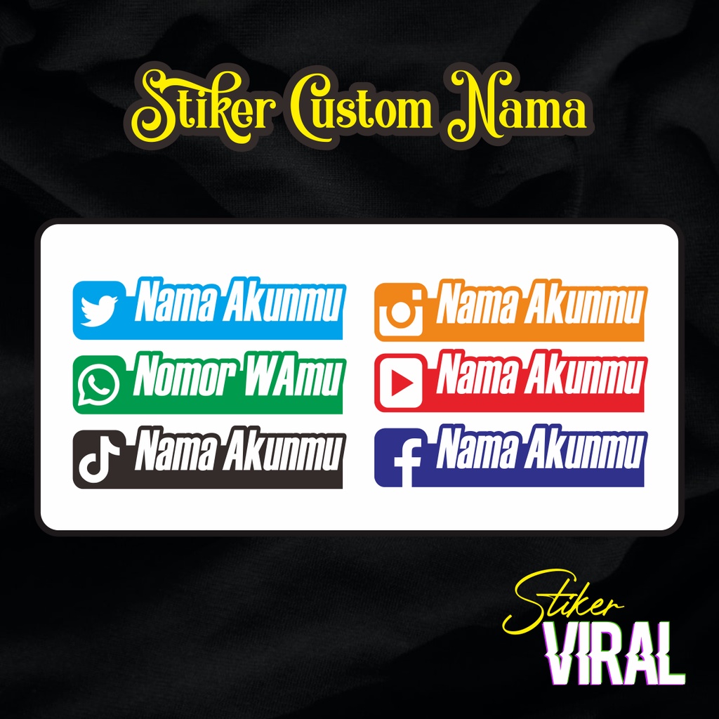 Jual Stiker Sticker Nama Akun Media Sosial Hologram Viral Kekinian ...