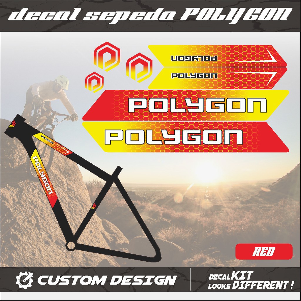 Jual STICKER DECAL SEPEDA MOTIF POLYGON WARNA BLUE HIJAU STABILO RED ...