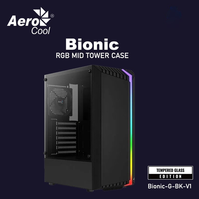 Jual Aerocool Bionic Black - Mid Tower Gaming Case | Shopee Indonesia