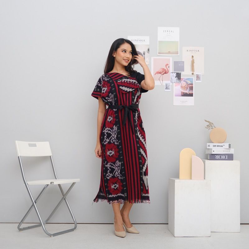 Jual Long Dress cewe fashion style hijab non hijab Tenun Ikat troso jepara Original | Shopee ...