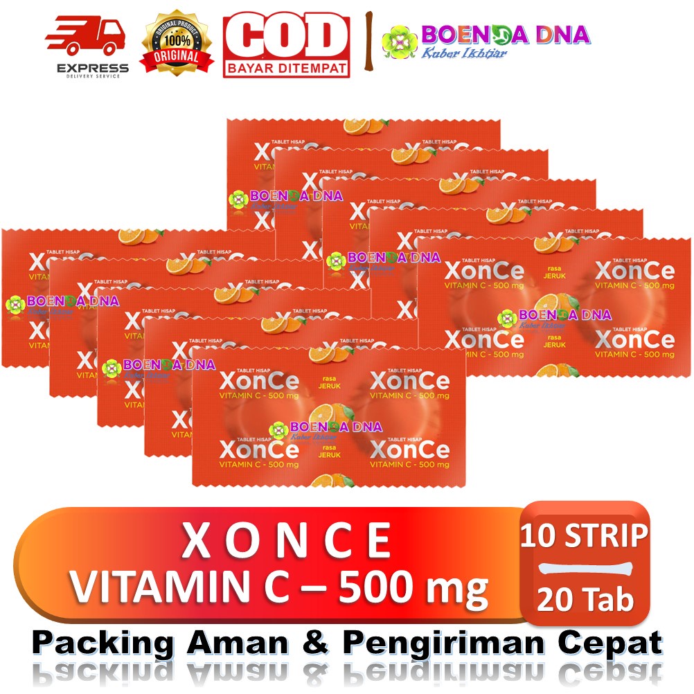 Jual Xonce Tablet Hisap Vitamin C Rasa Jeruk 10 Strip Isi 20 Tablet ...