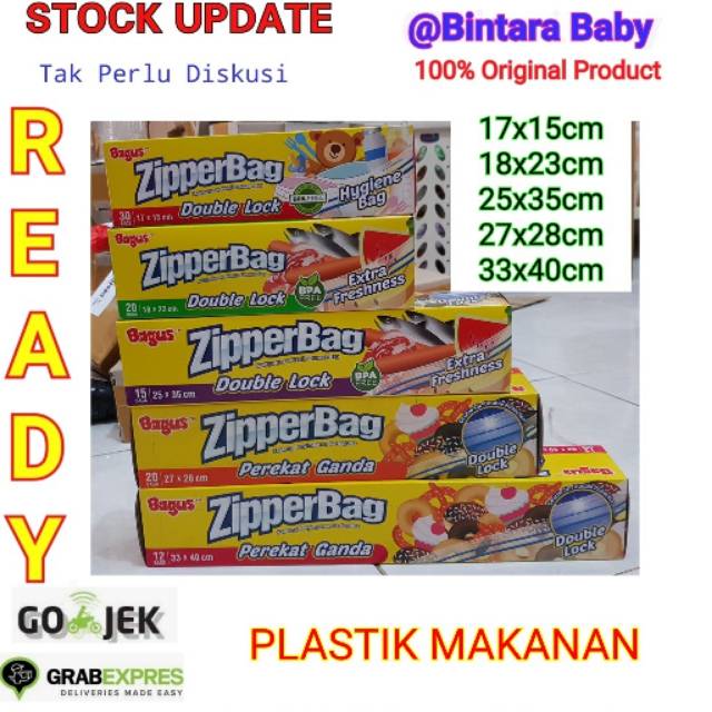 Jual BAGUS Plastik Makanan BPA Free Non Double Lock Ziplock triple ...