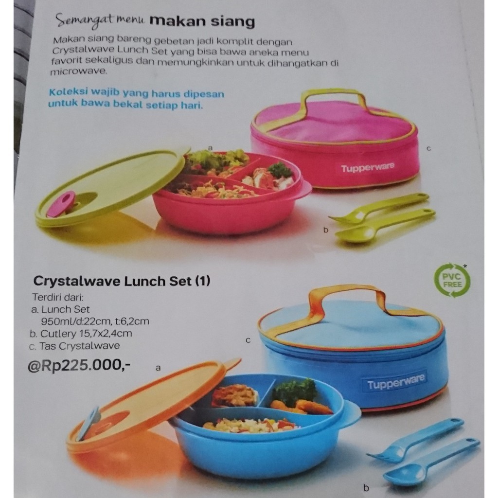 Jual TUPPERWARE CRYSTALWAVE LUNCH SET / LUNCH BOX / BAWA BEKAL PINK ...