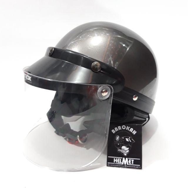 Jual Helm cetok chips retro polos kaca datar | Shopee Indonesia