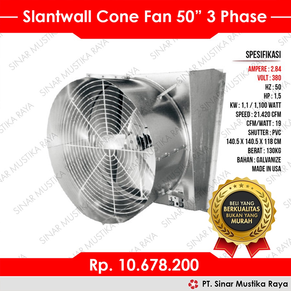 Jual Slantwall Cone Fan 50" 3 Phase Exhaust Fan Kipas Kandang ...