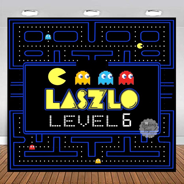 Jual Pac - Man Doodle Backdrop Birthday / Banner Flexi / Latar dinding ...