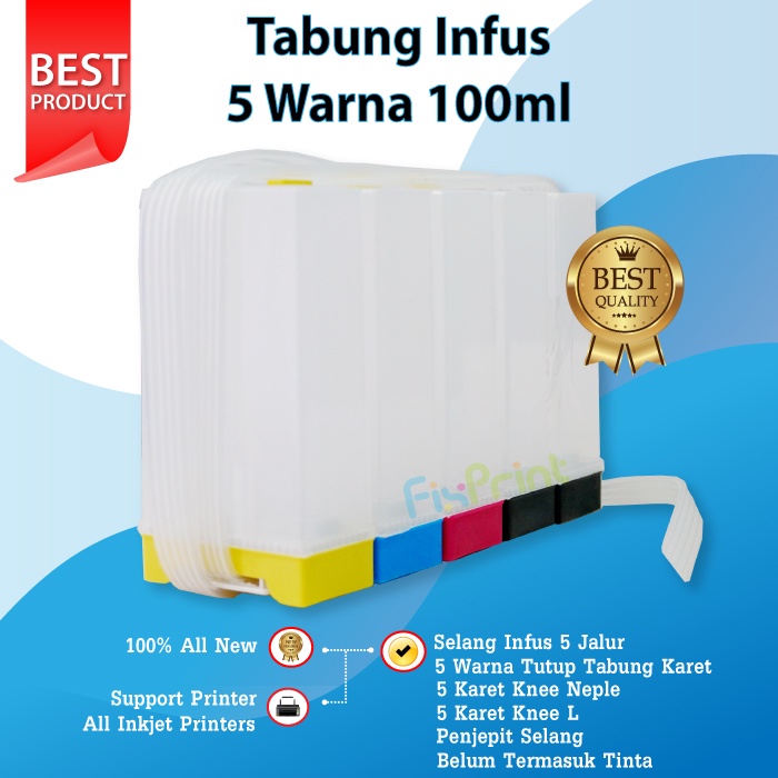 Jual Tabung Infus Sepatu 5 Warna Printer Canon IX6770 IX6560 Printer 5 ...