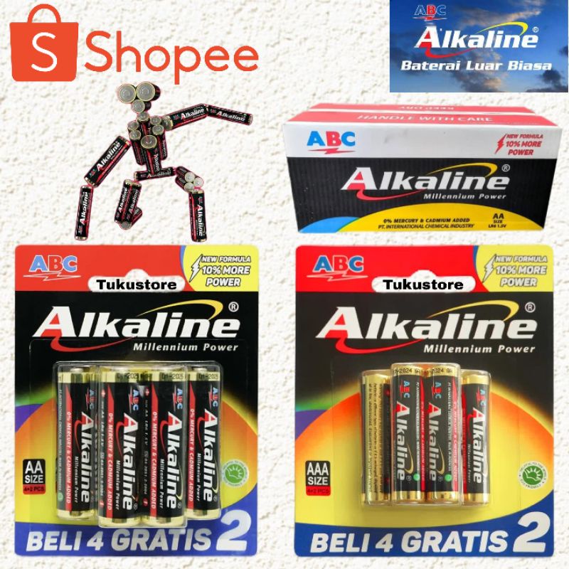 Jual Baterai ABC Alkaline AA/AAA Isi 6 Pcs / 4+2 Pcs Baterai Batu Batre ...