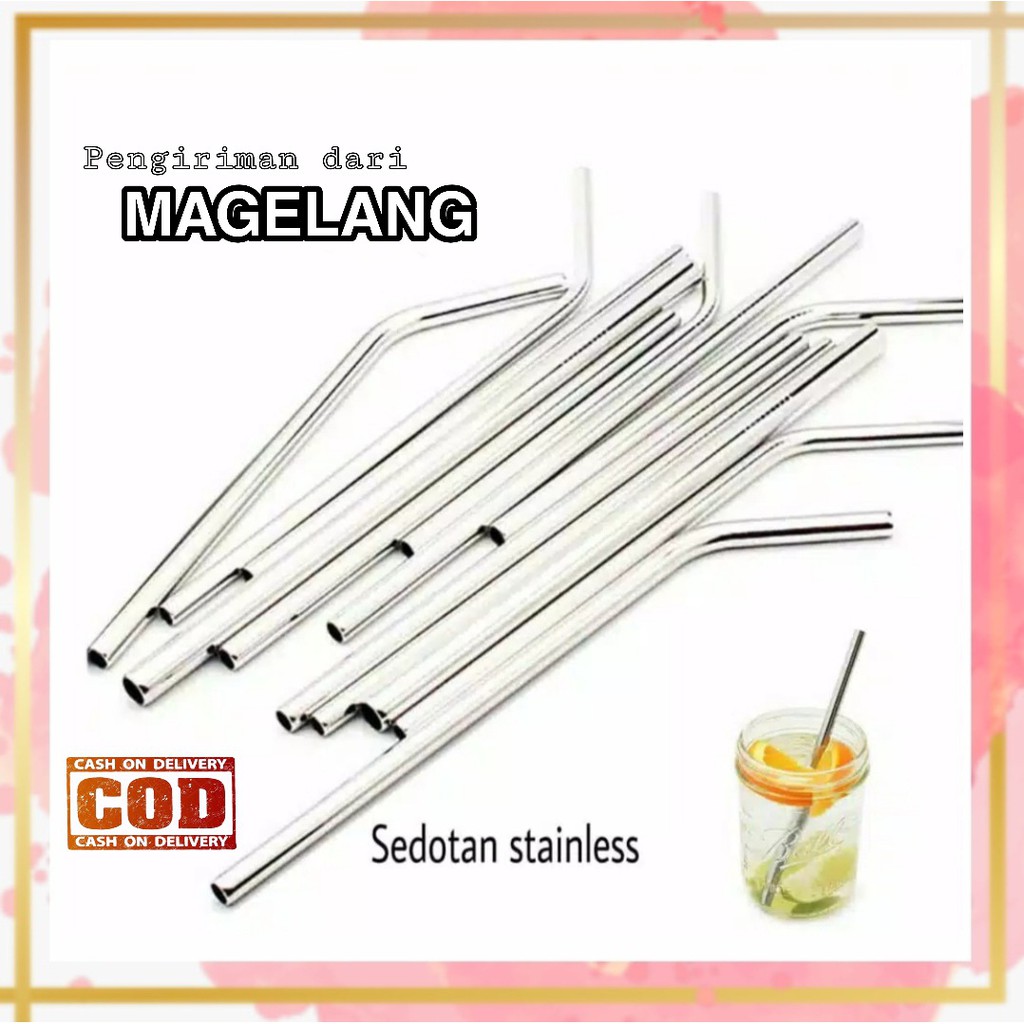 Jual Sedotan Stainless Straw Set Besi Anti Karat Lurus Bengkok Reusable ...