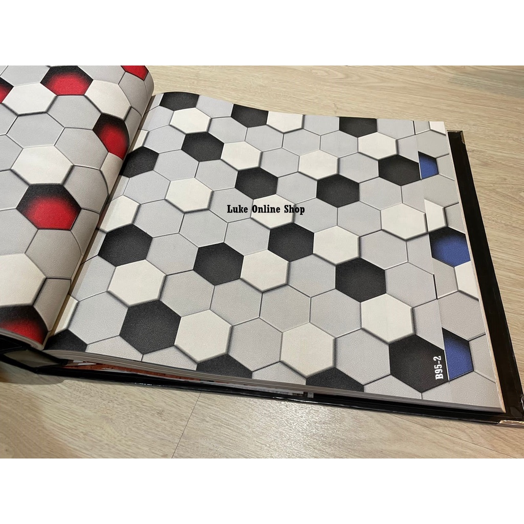 Jual Wallpaper Dinding Motif Rumah Lebah Krem Abu Merah Biru Hitam