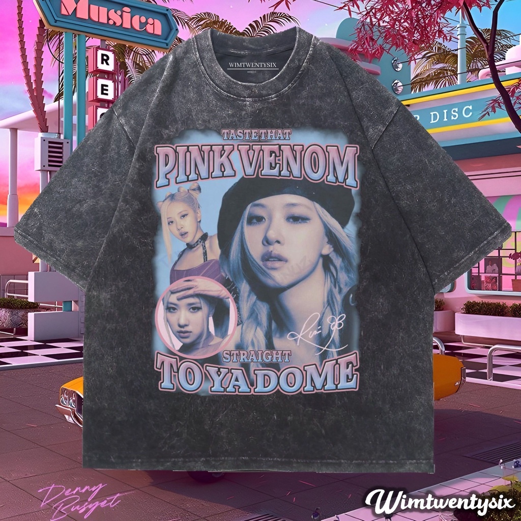 Jual t-shirt oversized | kaos oversize | kaos washing | kaos blackpink pink venom rose | Shopee ...