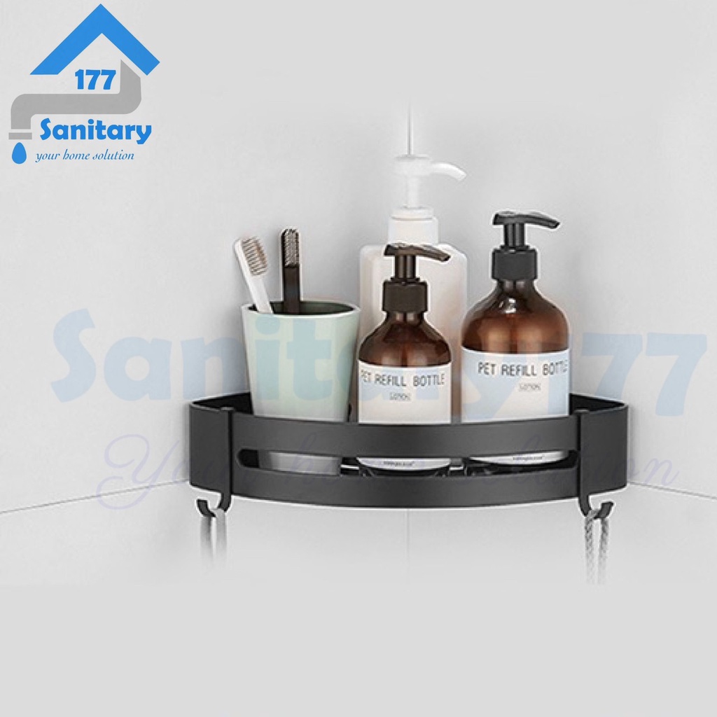 Jual Rak Sudut aluminium HITAM minimalis 20cm- tempat rak sabun shampo ...