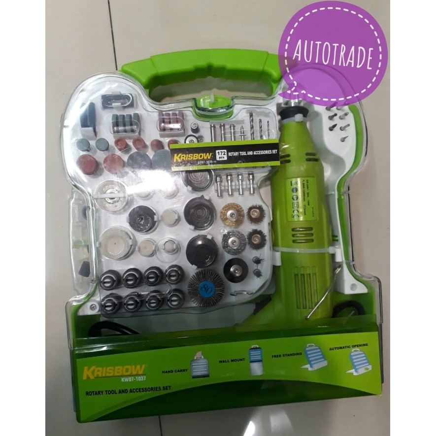 Jual ORIGINAL KRISBOW SET ROTARY TOOLS SET GERINDA MESIN MINI 3 mm ...