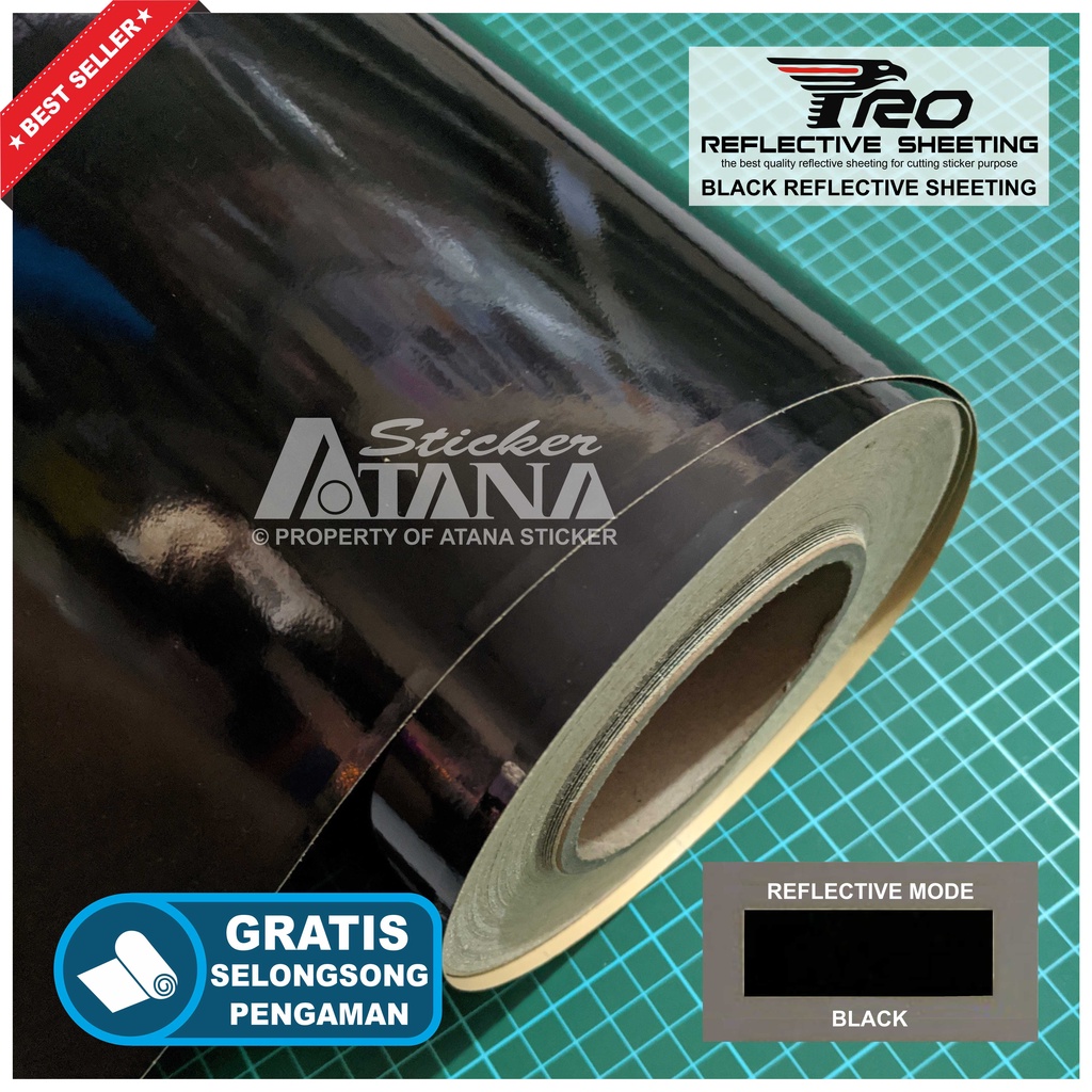 Jual Bahan Stiker Cutting Hitam Skotlet Reflektif Fosfor Black Pro ...