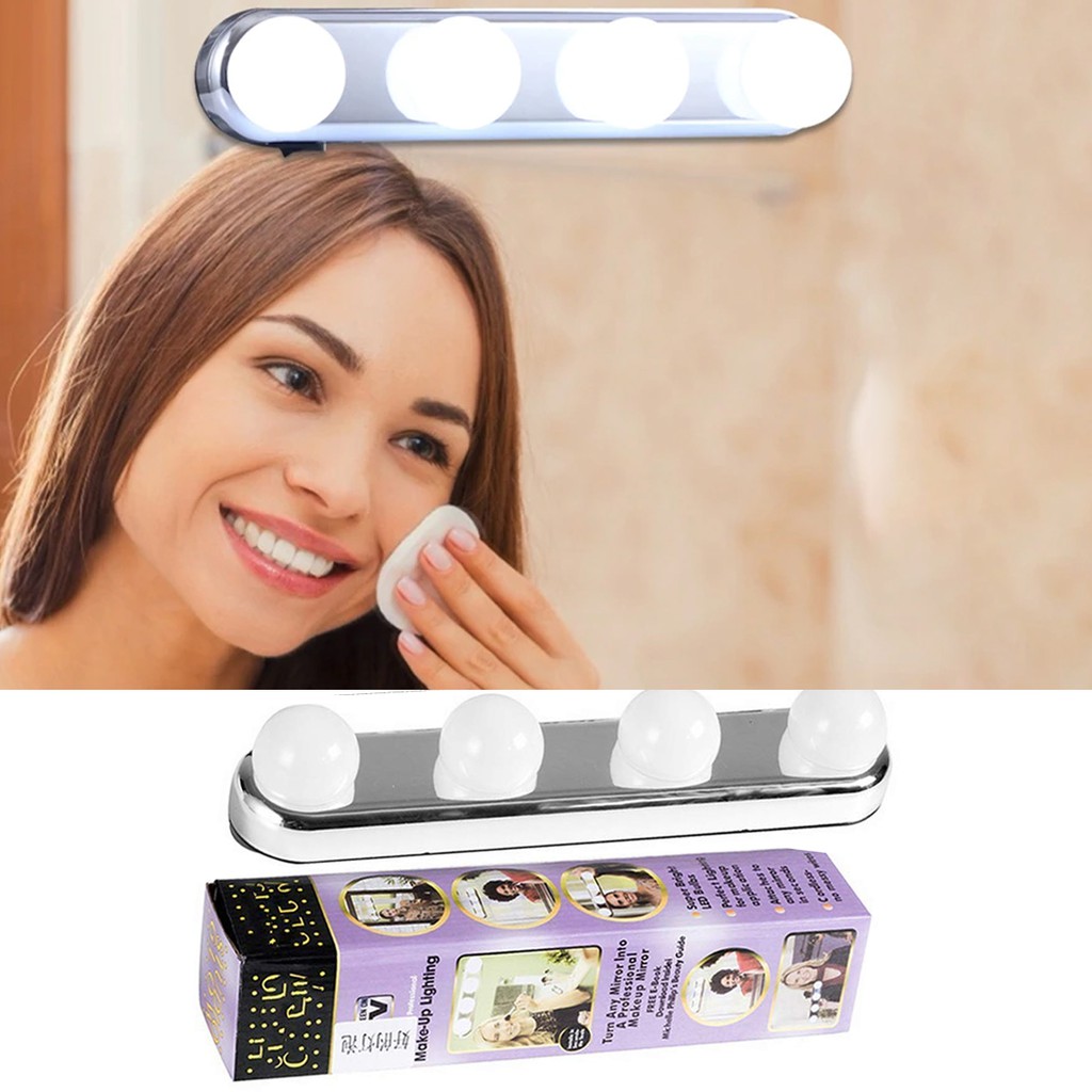 Jual GLOW Mirror 4 Bohlam Lampu Tempel Cermin Kaca Vanity Spark Bholam ...