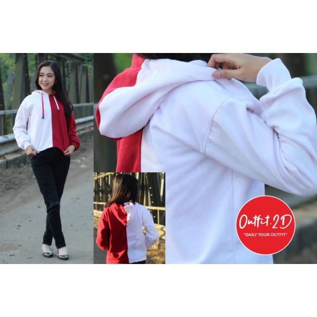 Jual Jaket Hoodie Merah Putih Big Size | Shopee Indonesia