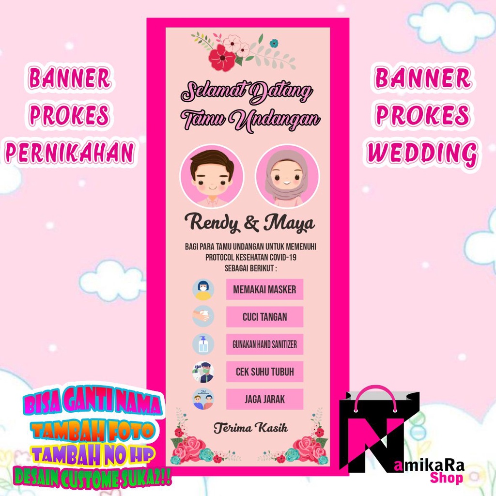 Jual Spanduk Banner Backdrop Protokol Kesehatan Pernikahan/ Banner ...