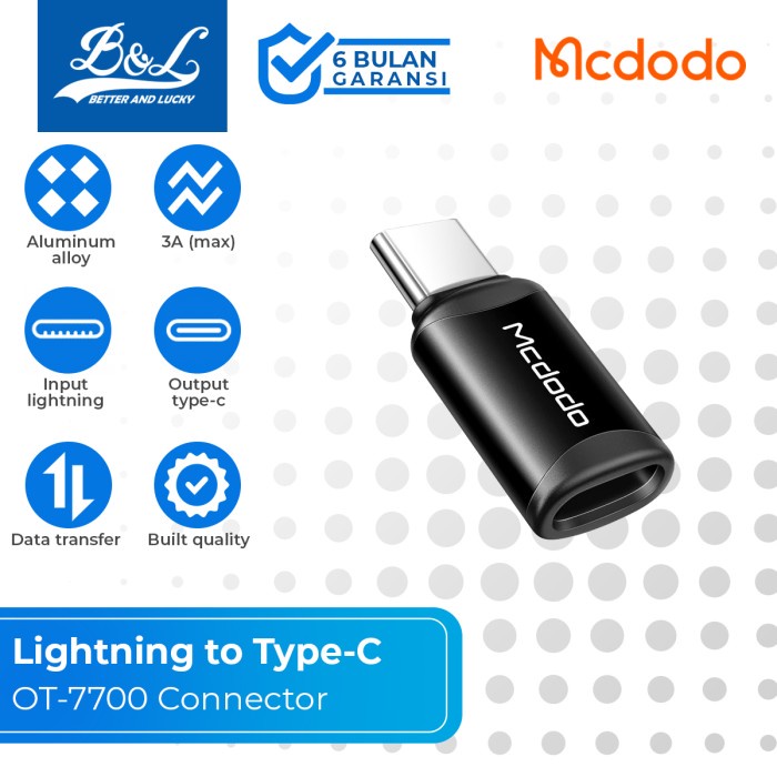 Jual MCDODO OT-770 Female Lightning to Type-C Male Connector Charging ...