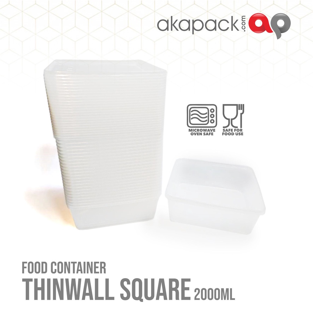 Jual FOOD CONTAINER 2000ML SQUARE | Shopee Indonesia