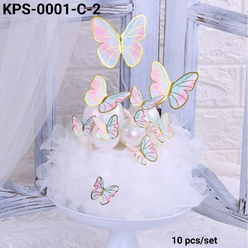 Jual GR-KPS-0001 Cake topper hiasan kue kupu kupu butterfly pink ungu biru yamama baking ...