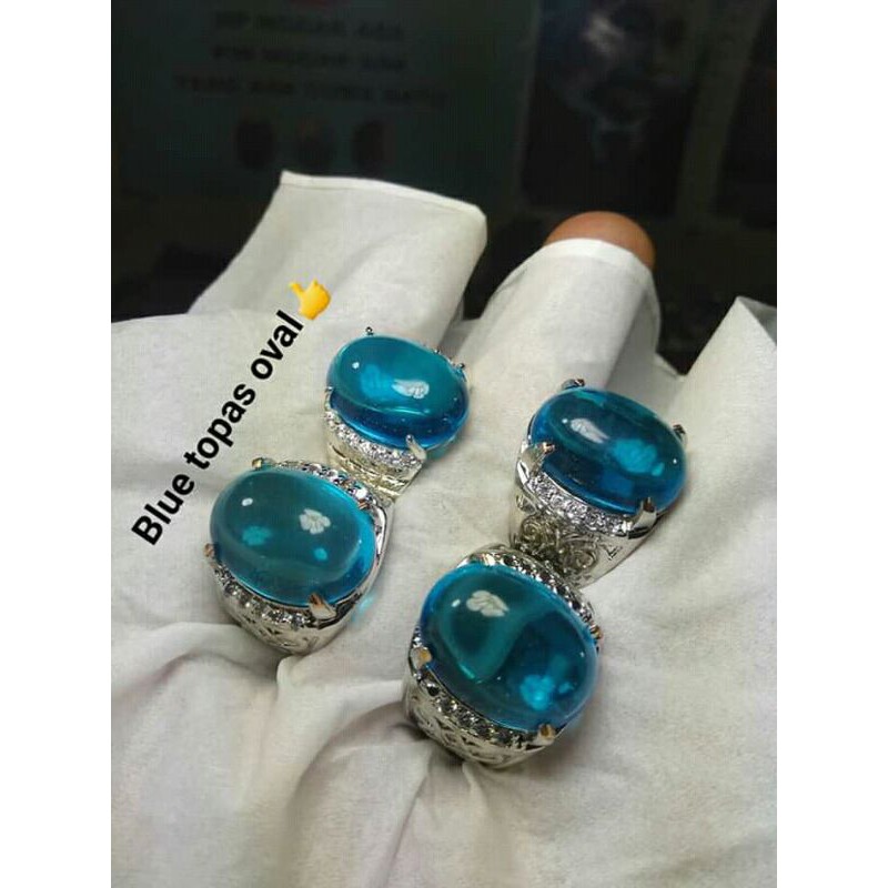 Jual Cincin Batu Blue topaz Oval | Shopee Indonesia