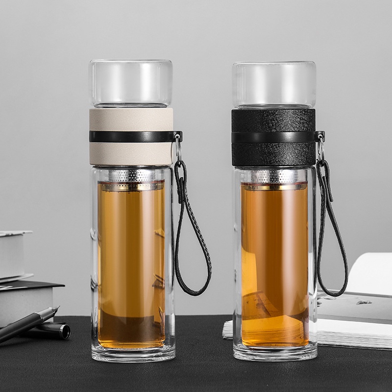 Jual BOTTLE DOUBLE GLASS TEA PURIFIER FILTER INFUSED WATER - DOUBLE ...
