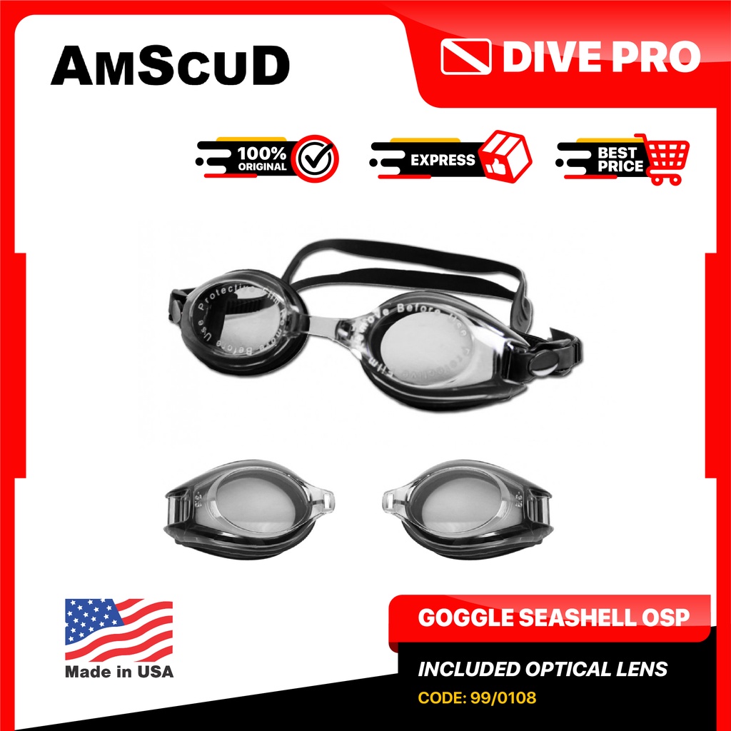 Jual Paket AmScuD Goggles Seashell OSP-1 + 2pcs Lensa Minus | Shopee ...
