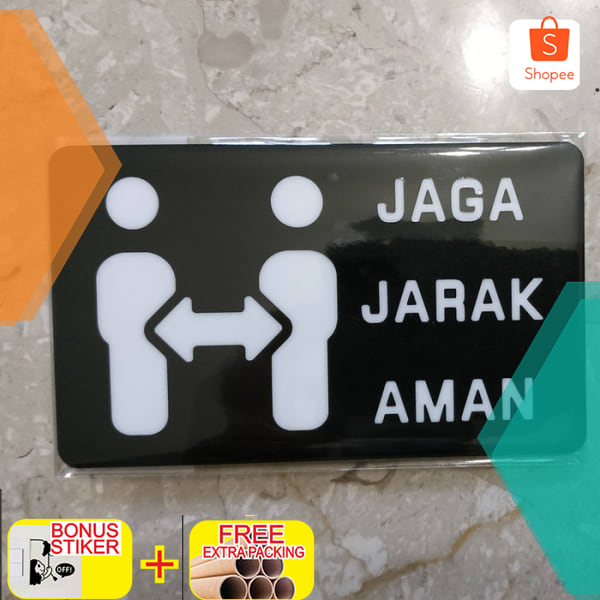 Jual Laser cutting acrylic sign/tanda "JAGA JARAK AMAN" social ...