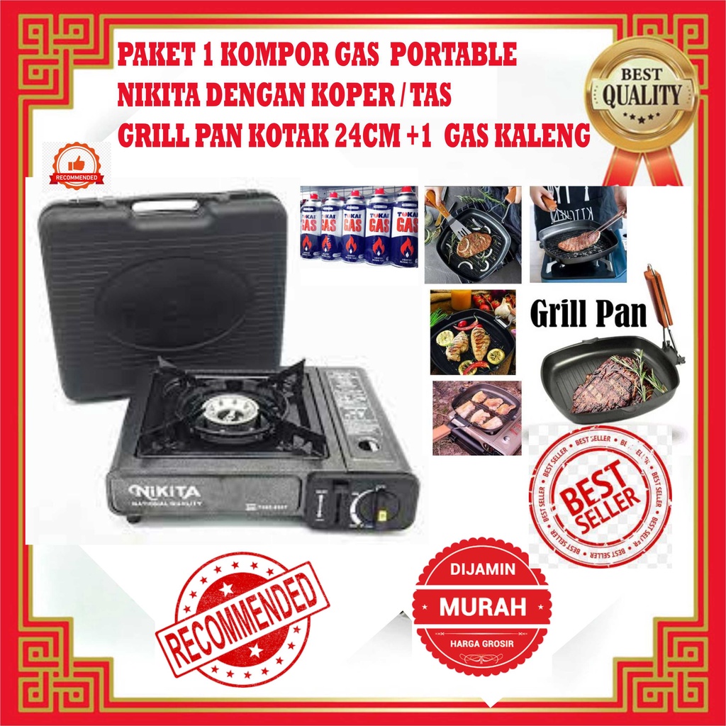 Jual TERMURAH PAKET NIKITA KOMPOR PORTABLE 2 IN 1 BBQ SQUARE /KOTAK ...