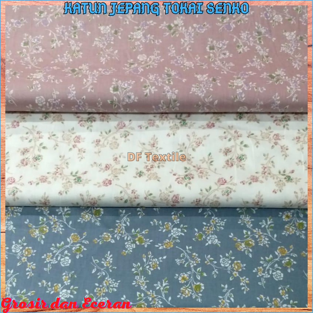 Jual Kain Katun Jepang Motif Bunga TJD22JL070 Japan Design Tokai Senko ...