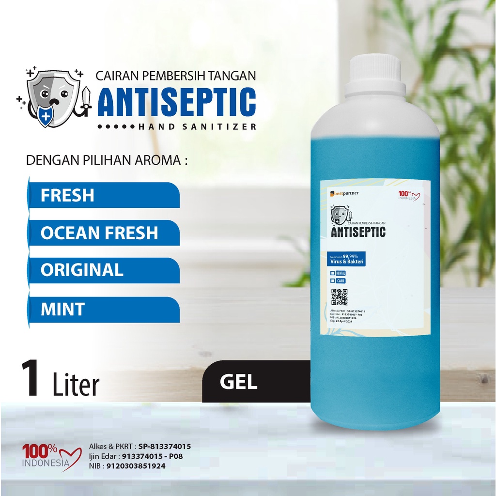 Jual Hand Sanitizer Gel 1 Liter Antiseptic 70% Ijin Edar ( Kemasan ...