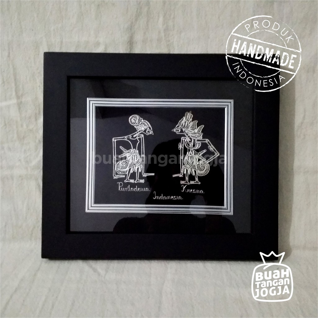 Jual Wayang Puntadewa Kresna Lapis Perak - Kerajinan Khas Kotagede Jogja - Frame 28x24 cm ...