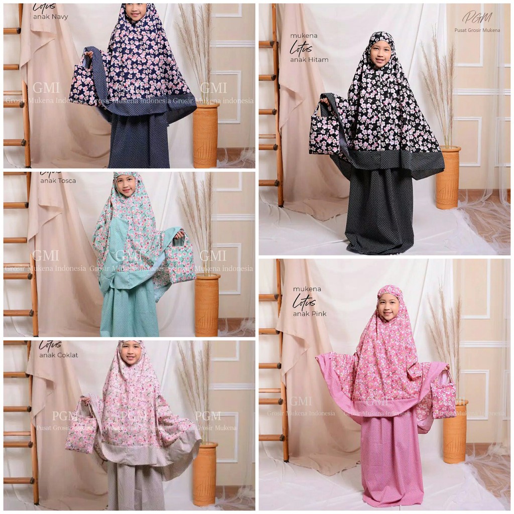 Jual Mukena Solat Anak Bahan Katun Rayon sakura lotusPerlengkapan ...