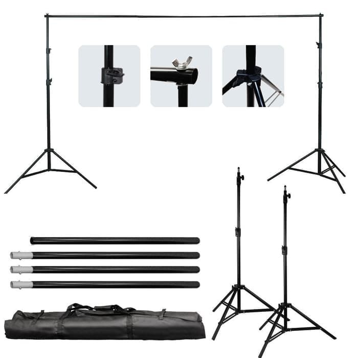 Jual Backdrop Stand 3 x 2 Meter + Klip Clamp Tiang Penyangga 3M Bracket ...