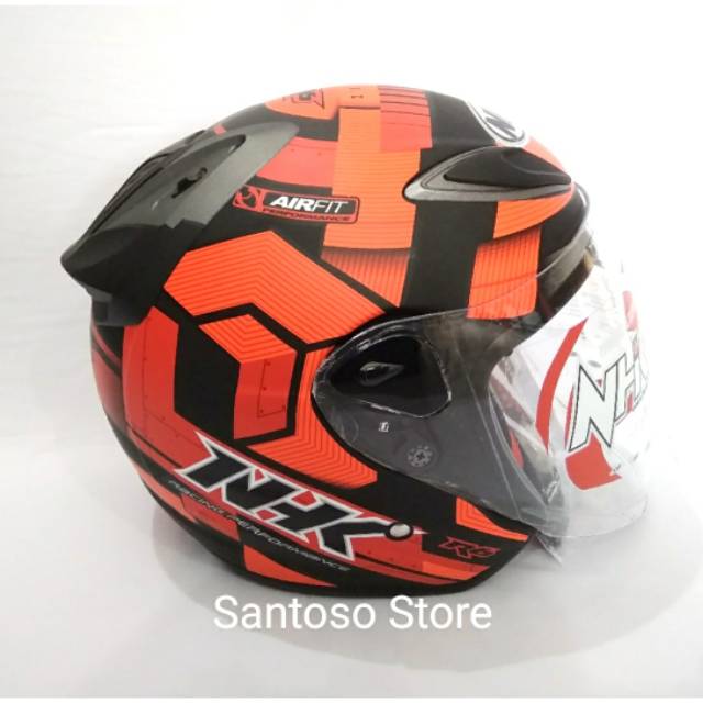 Jual Helm NHK R6 Cube Black Red Doff Hitam Merah Dop Single Visor ...