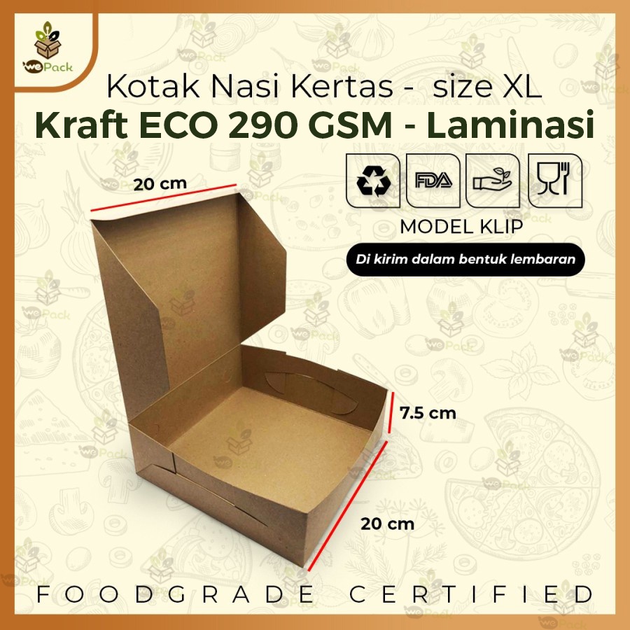 Jual Kotak Nasi XL Kertas Box Makanan Eco Paper Laminasi Foodgrade ...