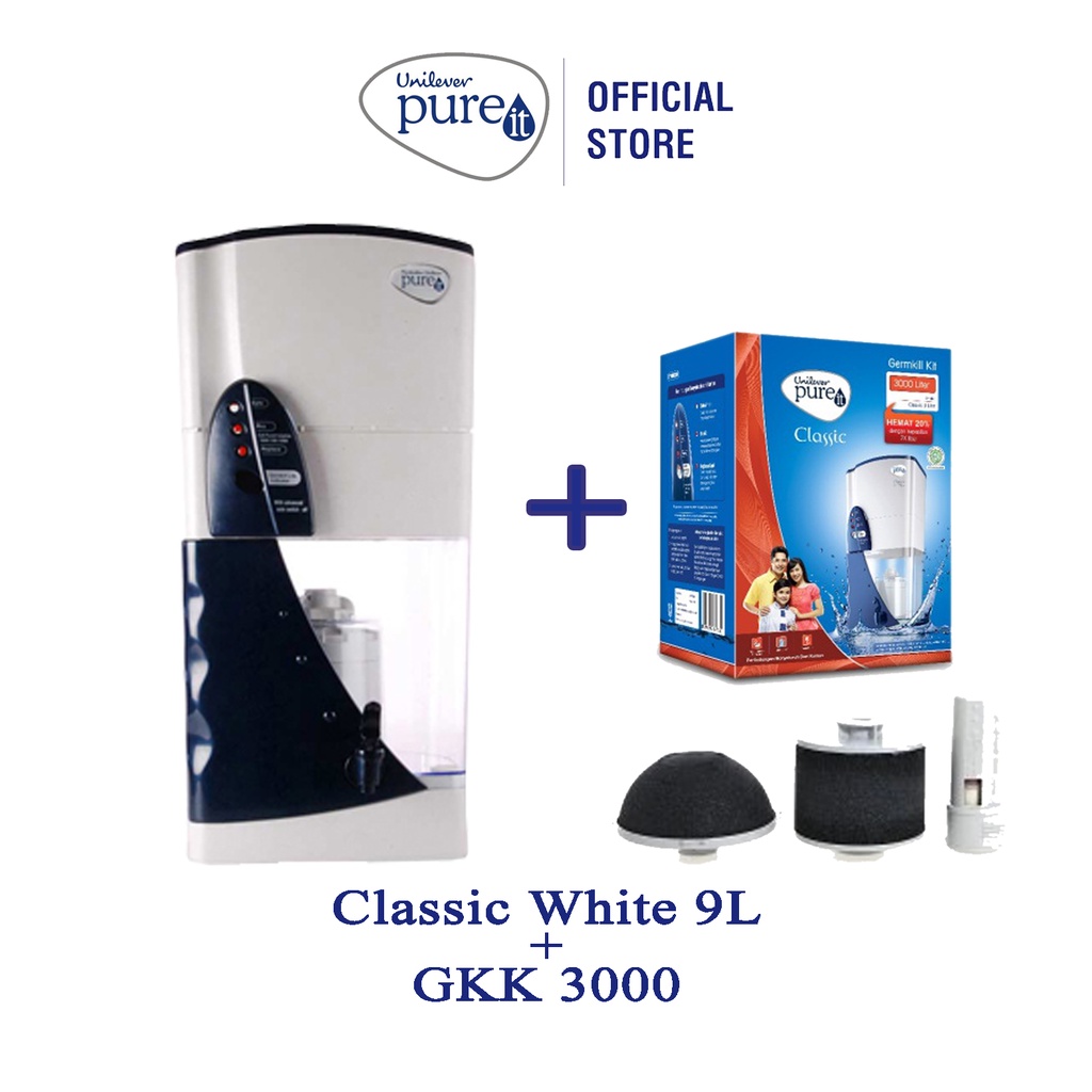Jual Unilever Pureit Water Purifier Classic White 9L Plus GKK 3000 ...