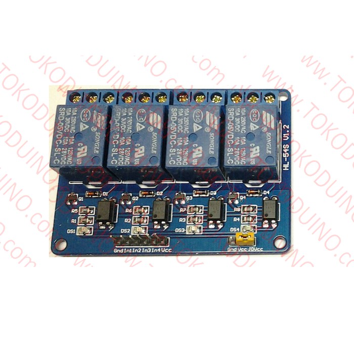Jual Relay Module 4 Channel Dengan Optocoupler Untuk Arduino, Avr, Mcs ...