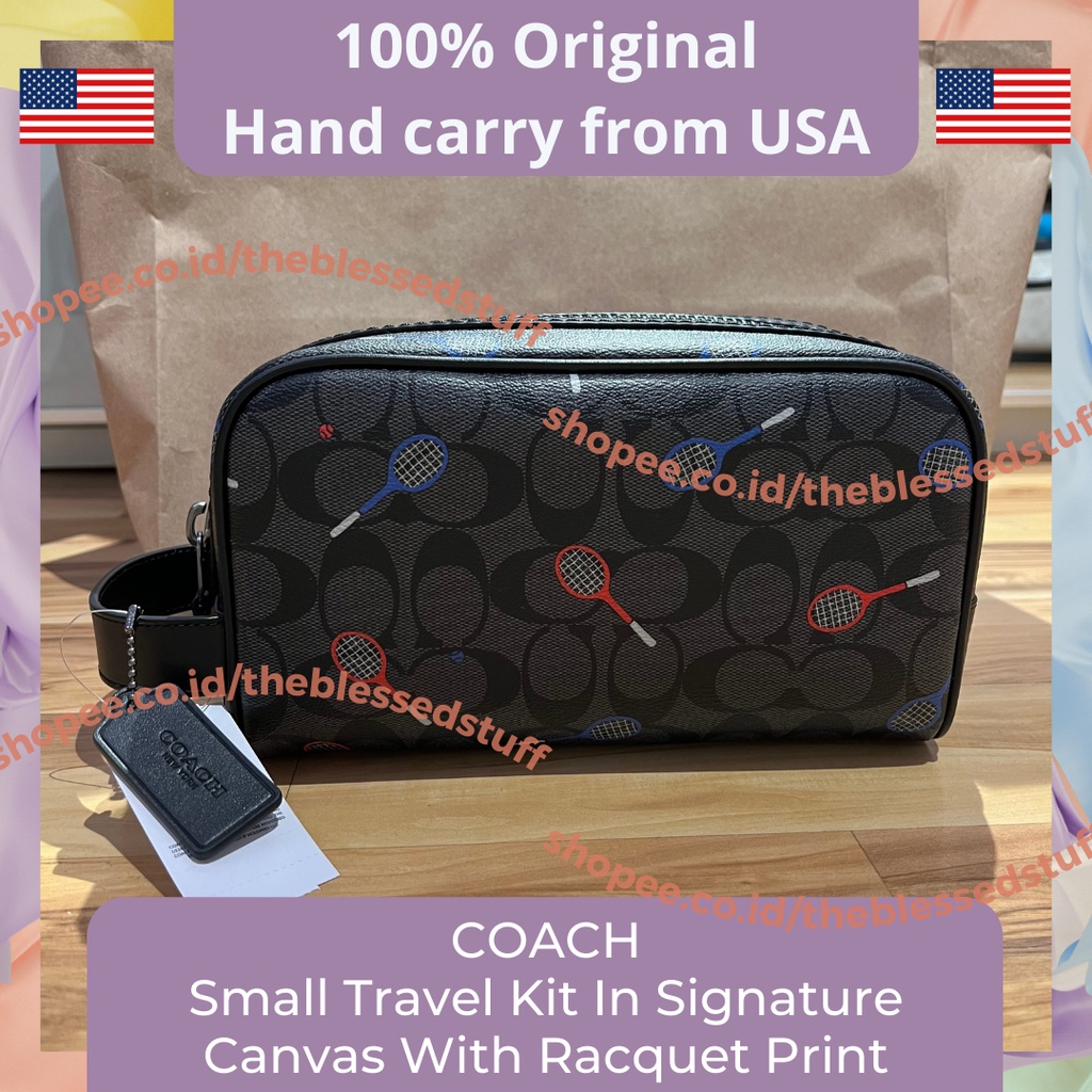 Jual COACH Small Travel Kit In Signature Canvas With Racquet Print ...