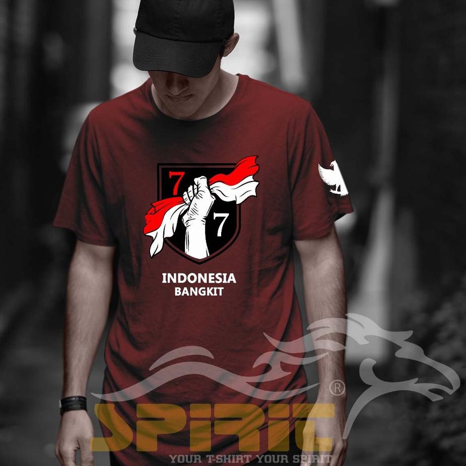 Jual Terbagus.. Kaos Distro HUT RI 77th Indonesia Bangkit Baju Kemerdekaan Indonesia 17 Agustus ...