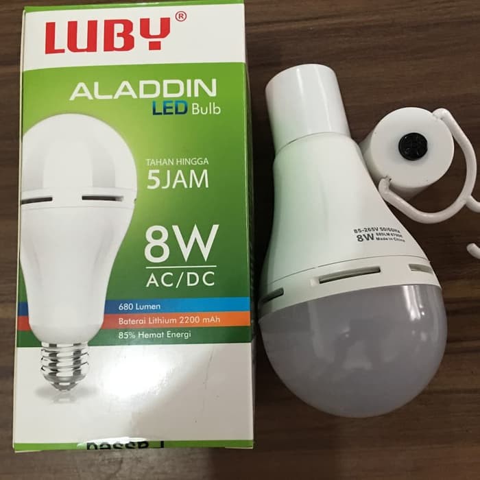 Jual Lampu AC DC Luby Aladdin 8W 8 Watt Tahan Hingga 5 Jam Terang Bagus ...