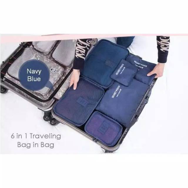 Jual (SKR) Travel 6 in 1 Bag in Bag Set in Pouch Organizer Tas Baju ...