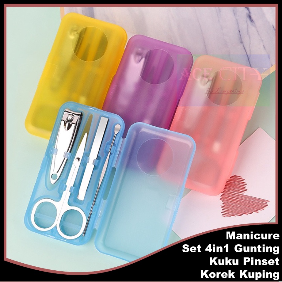 Jual Manicure set 4in1 Gunting Potong Kuku Pinset Korek Kuping isi 4 ...